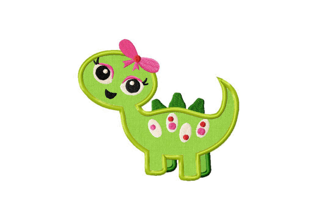 Girly Land Dino Includes Both Applique and Filled – Blasto Stitch