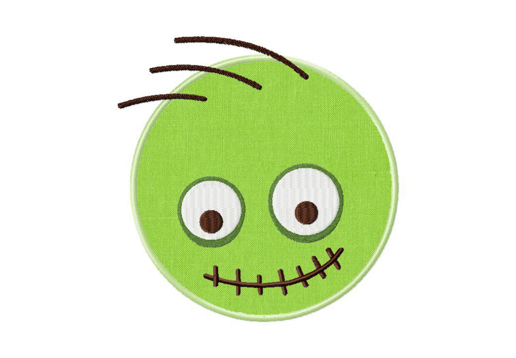 Zombie Face Machine Embroidery Design Includes Both Applique and Filled ...