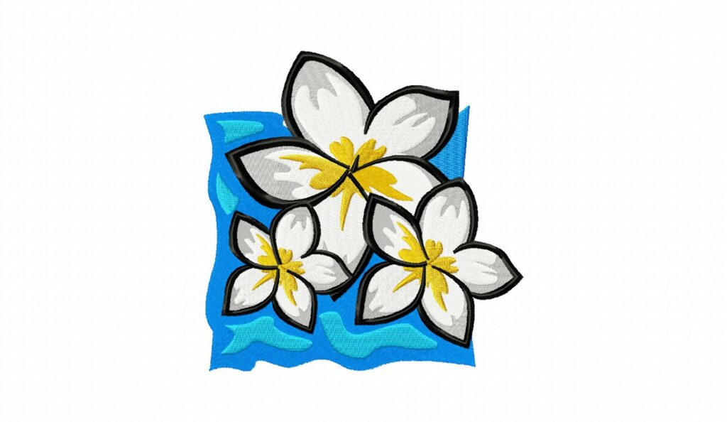 Tropical White Flowers Machine Embroidery Design – Blasto Stitch