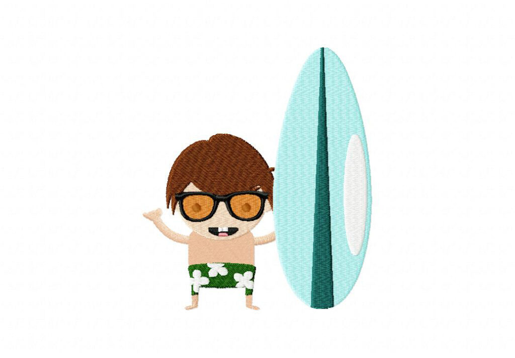 Hip Surfer Kid Machine Embroidery Design – Blasto Stitch