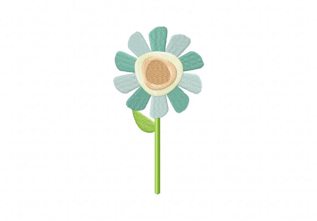 Teal Flower Machine Embroidery Design – Blasto Stitch