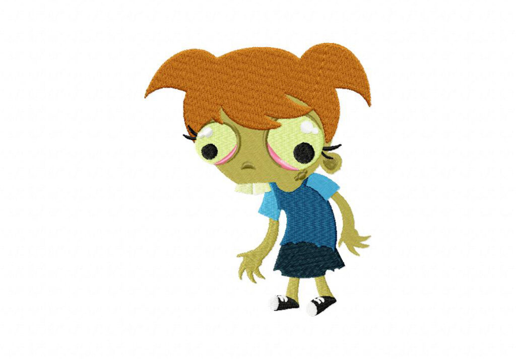 Pigtailed Zombie Girl Machine Embroidery Design – Blasto Stitch