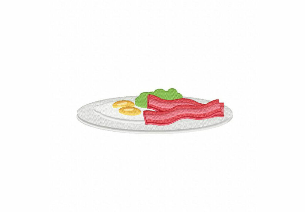 Bacon and Eggs Machine Embroidery Design – Blasto Stitch