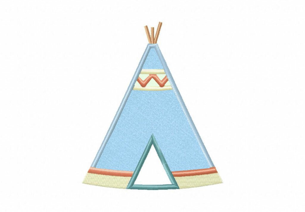 Blue Teepee Includes Both Applique and Stitched – Blasto Stitch
