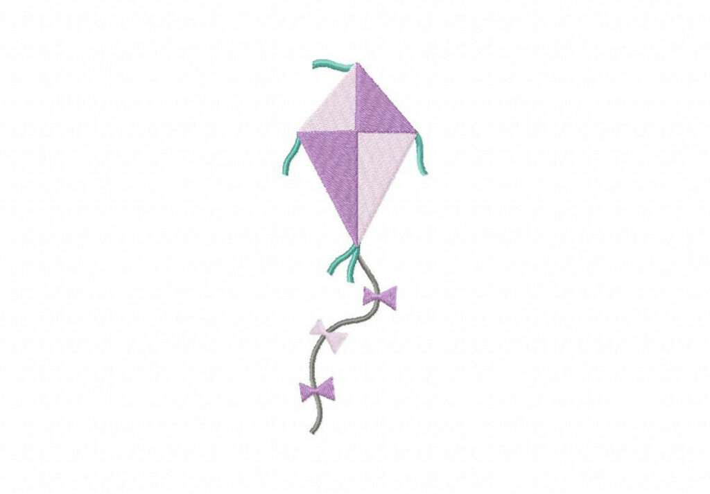 Purple Summer Kite Machine Embroidery Design – Blasto Stitch