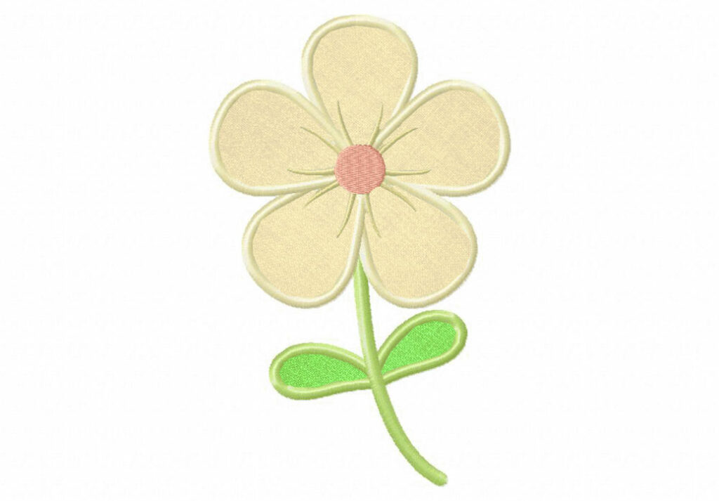 Little White Flower Includes Both Applique and Stitched – Blasto Stitch