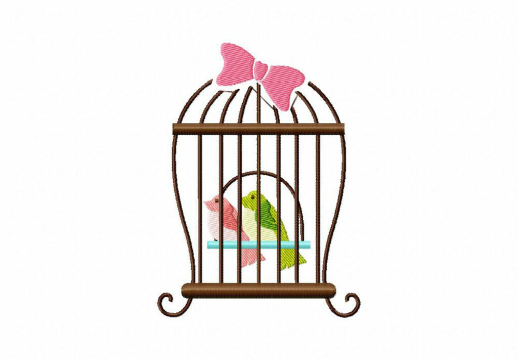 Two Bird Cage Machine Embroidery Design – Blasto Stitch