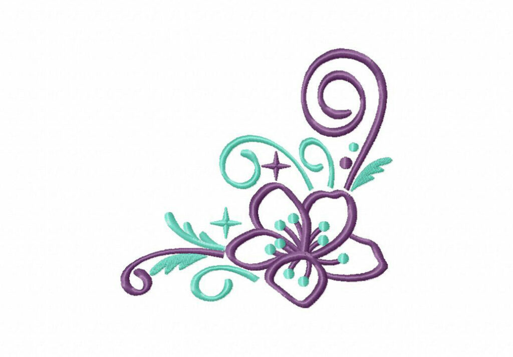 Corner Flower Sparkles Machine Embroidery Design – Blasto Stitch