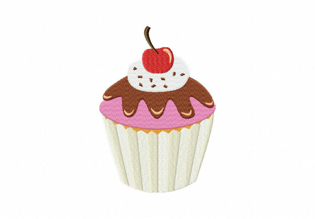 Yummy Cherry Cupcake Machine Embroidery Design – Blasto Stitch