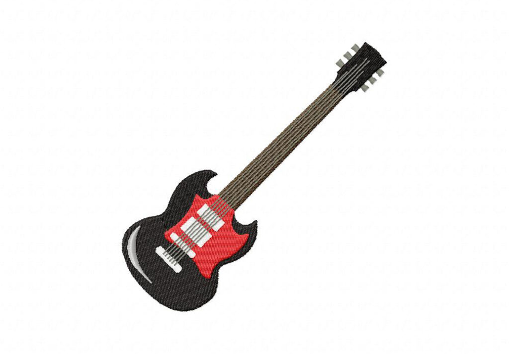Rockin Guitar Machine Embroidery Design – Blasto Stitch