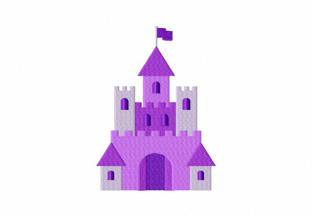Dreamy Purple Castle Machine Embroidery Design – Blasto Stitch