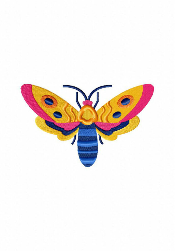 Colorful Moth Machine Embroidery Design – Blasto Stitch