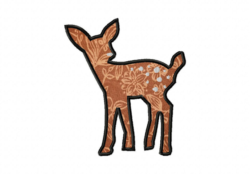 Fawn Silhouette Embroidery Design Includes Both Applique and Fill ...