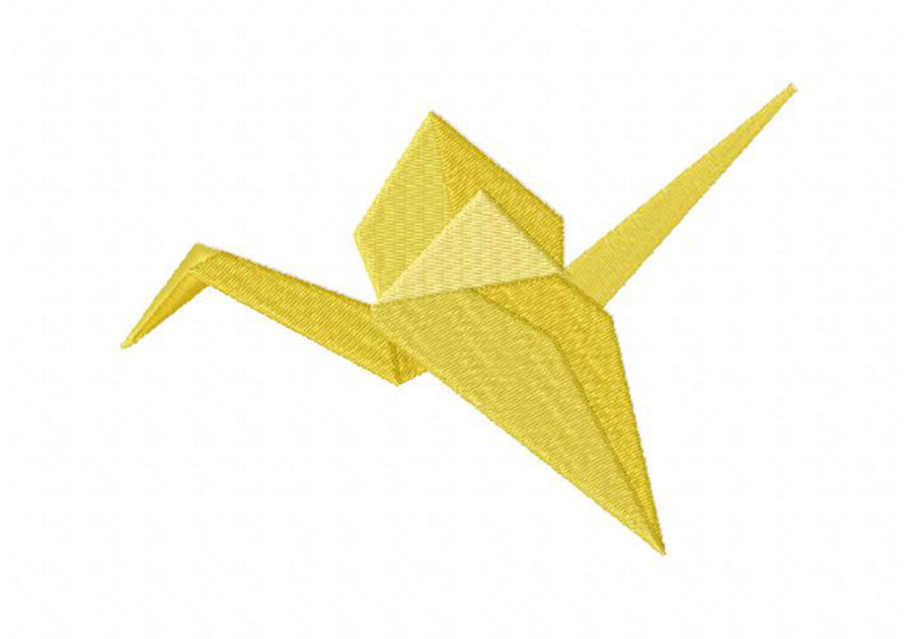 Paper Crane Yellow Machine Embroidery Design – Blasto Stitch