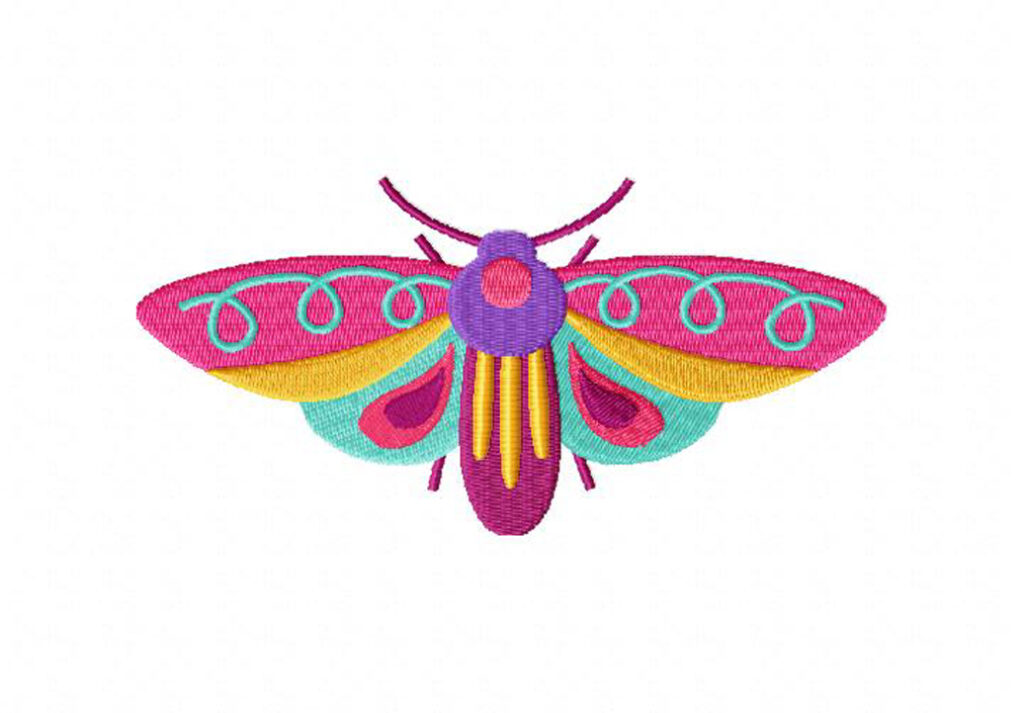 Rainbow Moth Machine Embroidery Design – Blasto Stitch