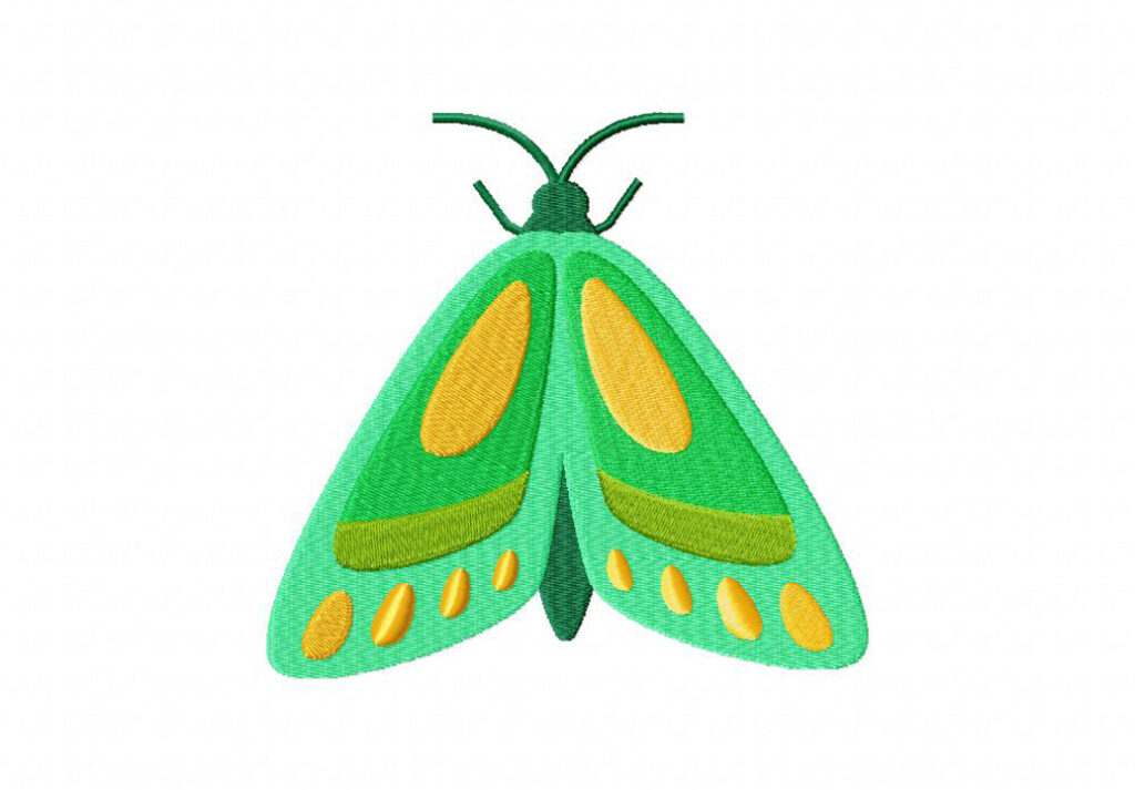 Green Moth Machine Embroidery Design – Blasto Stitch