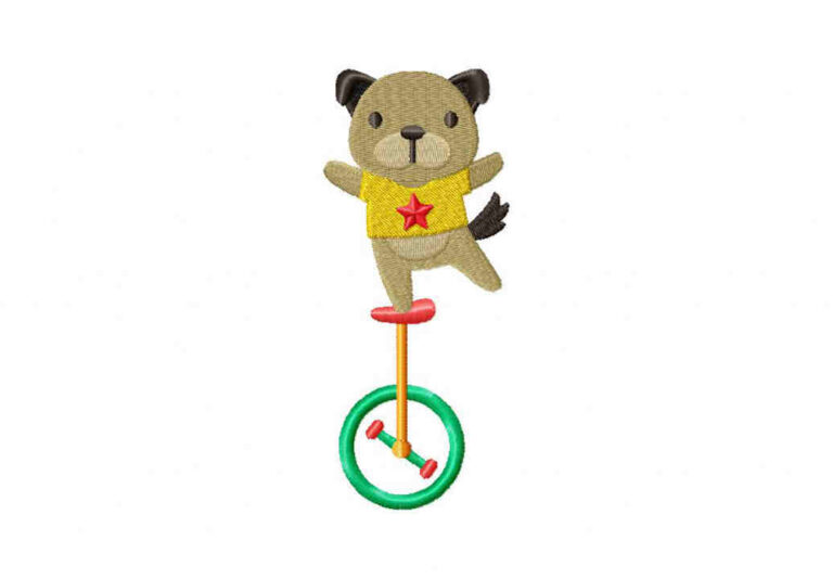 Unicycle Dog Machine Embroidery Design – Blasto Stitch