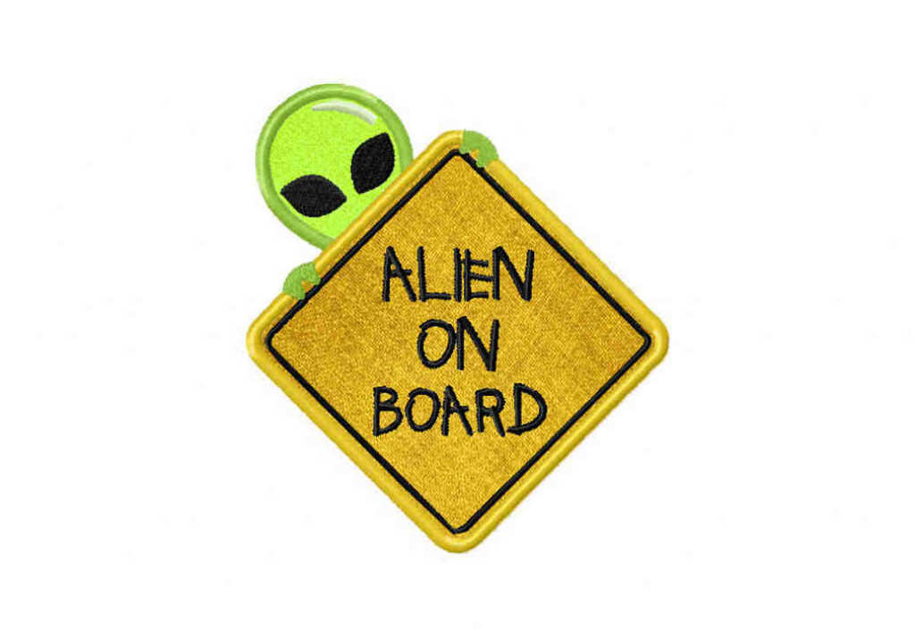 Alien On Board Signage Includes Both Applique and Stitched – Blasto Stitch