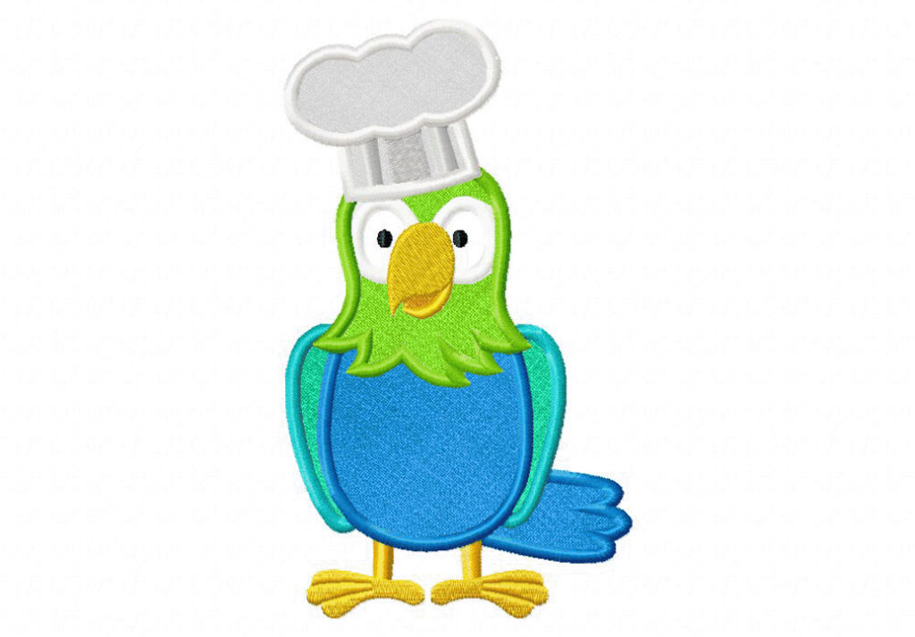 Parrot Chef Includes Both Applique and Stitched – Blasto Stitch