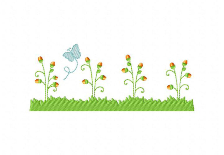 Spring Flowers And Grass Machine Embroidery Design – Blasto Stitch