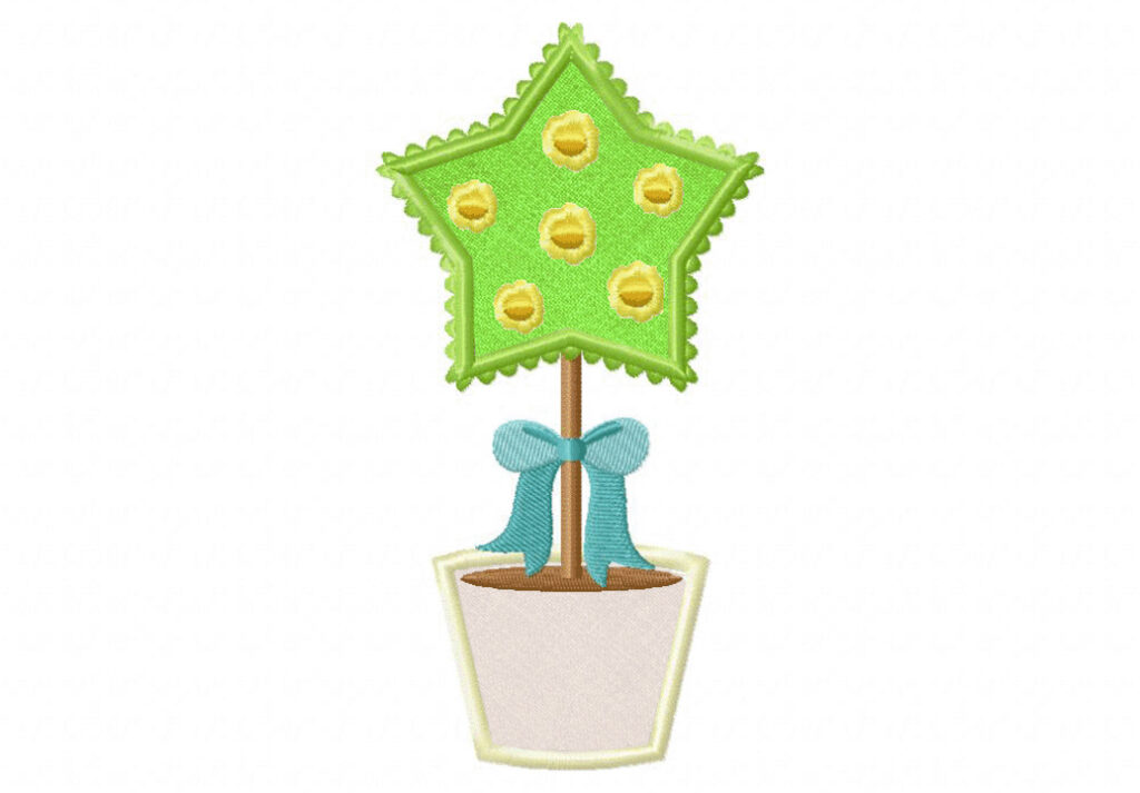 Star Pot Plant Includes Both Applique and Stitched – Blasto Stitch