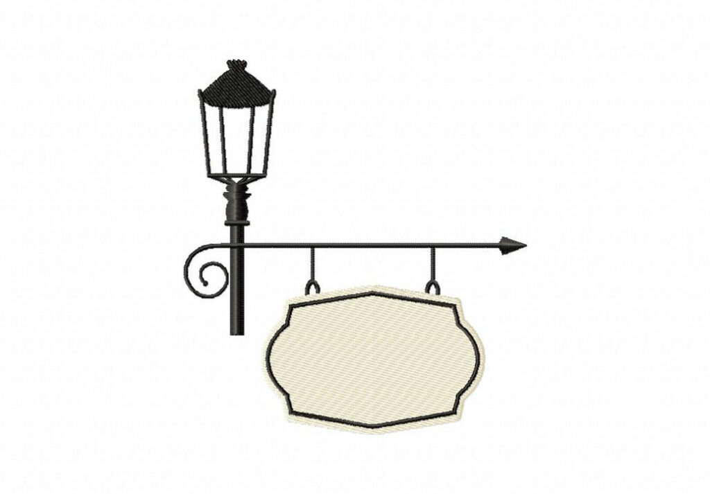 Vintage Sign Street Lamp Machine Embroidery Design – Blasto Stitch