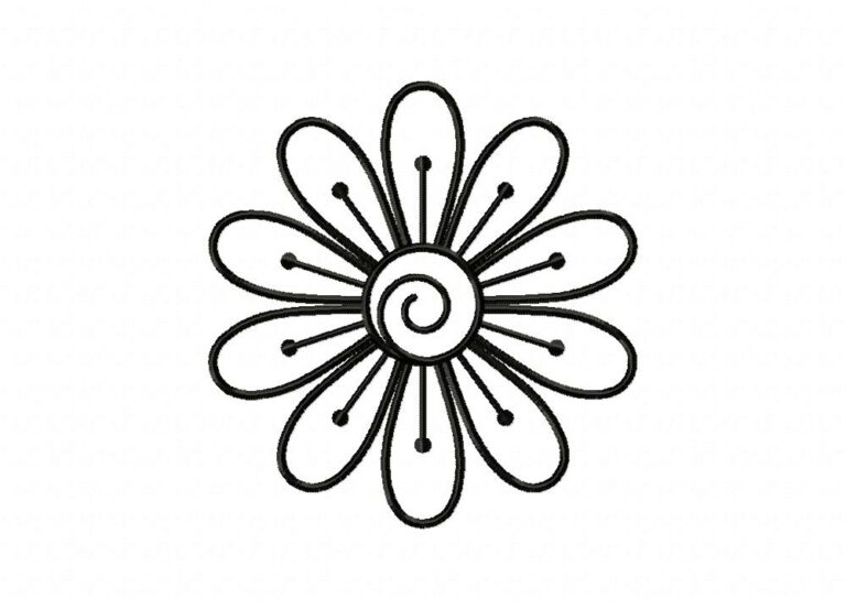 Simple Flower Doodle Outline Machine Embroidery Design – Blasto Stitch