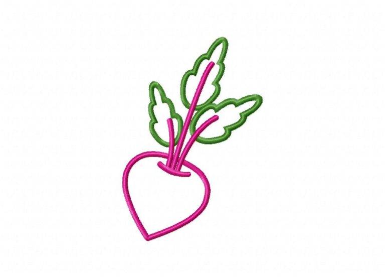 Radish Outline Machine Embroidery Design – Blasto Stitch