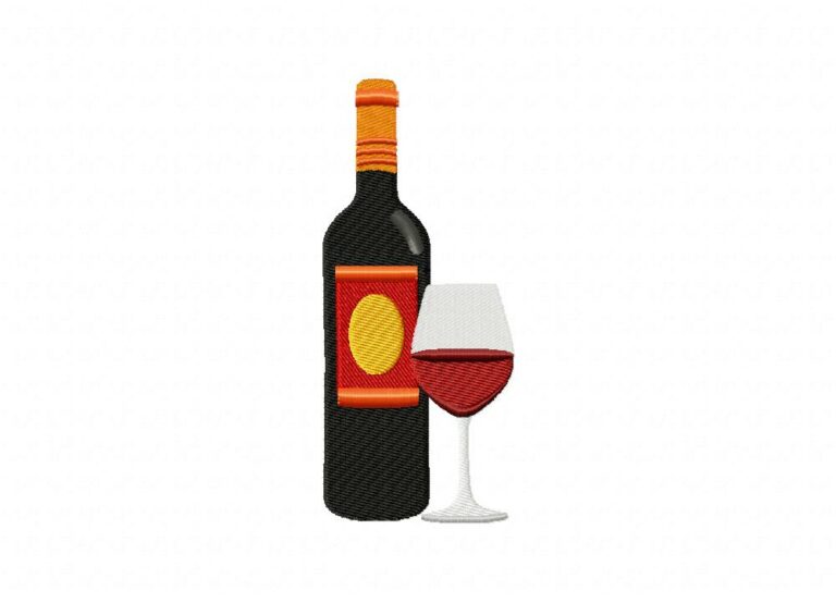 Wine And Bottle Machine Embroidery Design – Blasto Stitch