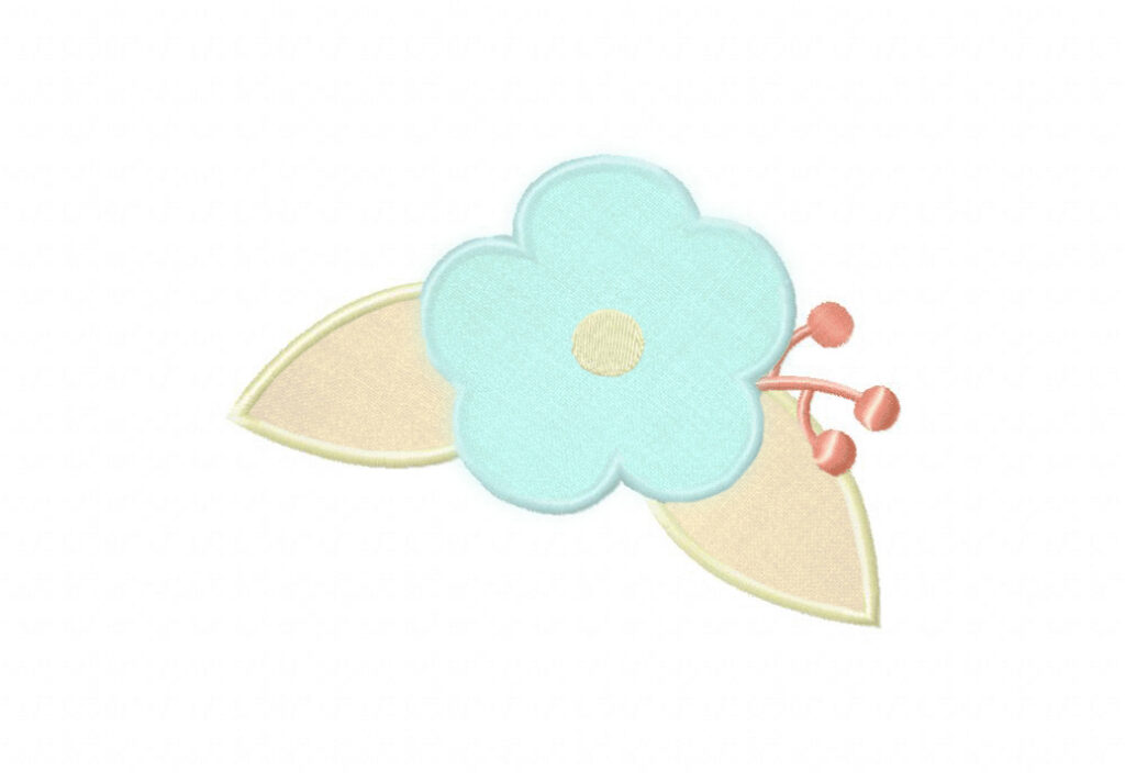 Simple Blue Flower Design 4 includes Applique and Stitched – Blasto Stitch
