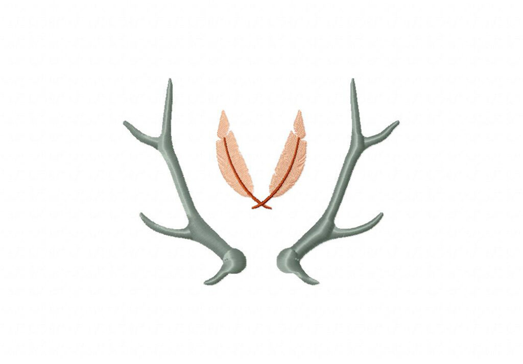 Antler With Feathers Machine Embroidery Design – Blasto Stitch