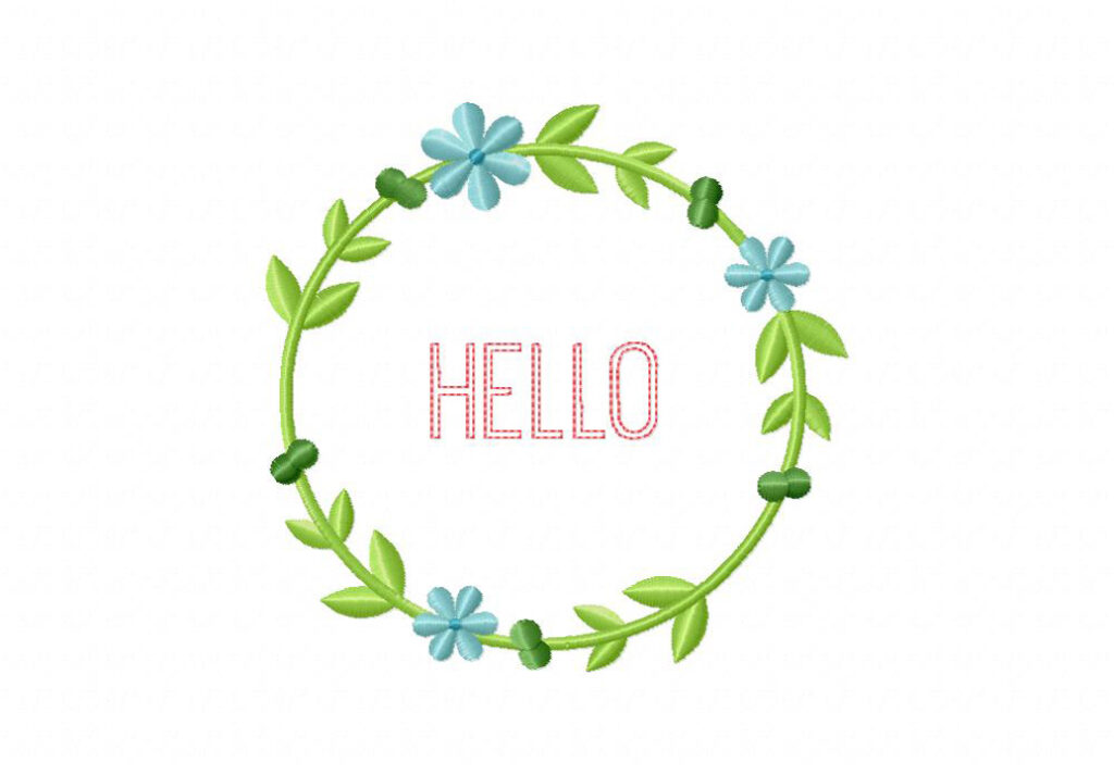 Hello Wreath Machine Embroidery Design – Blasto Stitch