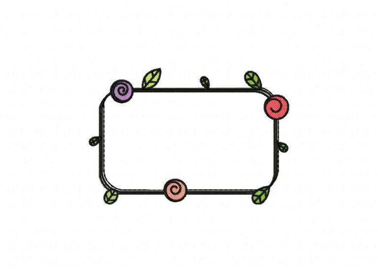Outline Flower Frame Rectangle Machine Embroidery Design – Blasto Stitch