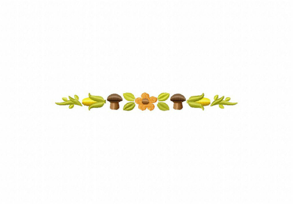 Corn Mushroom Autumn Border Machine Embroidery Design – Blasto Stitch