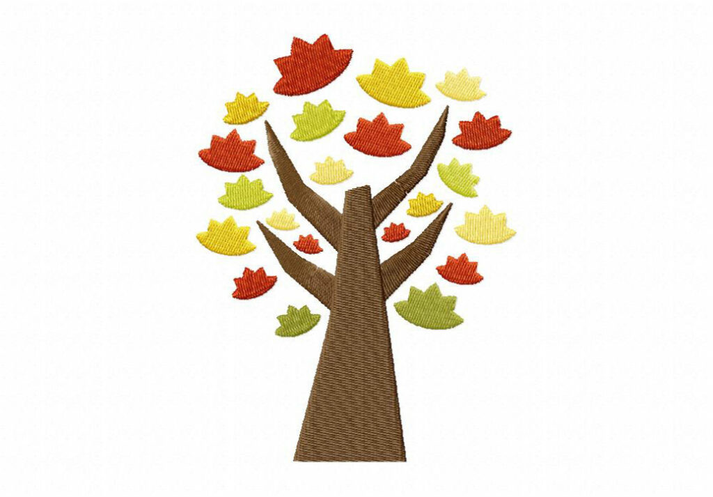 Colorful Leaves Autumn Tree Machine Embroidery Design – Blasto Stitch