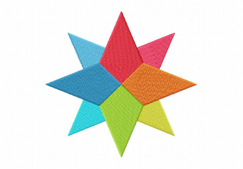 Colorful Pointed Star Machine Embroidery Design – Blasto Stitch