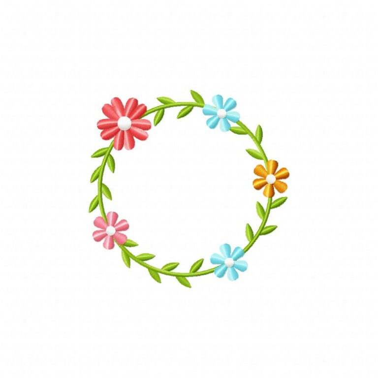 Spring Flower Wreath Machine Embroidery Design – Blasto Stitch