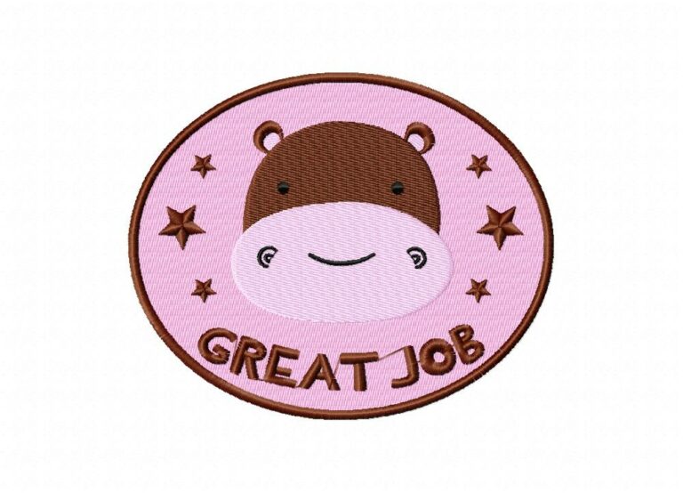 Great Job Badge by Hippo Machine Embroidery Design – Blasto Stitch