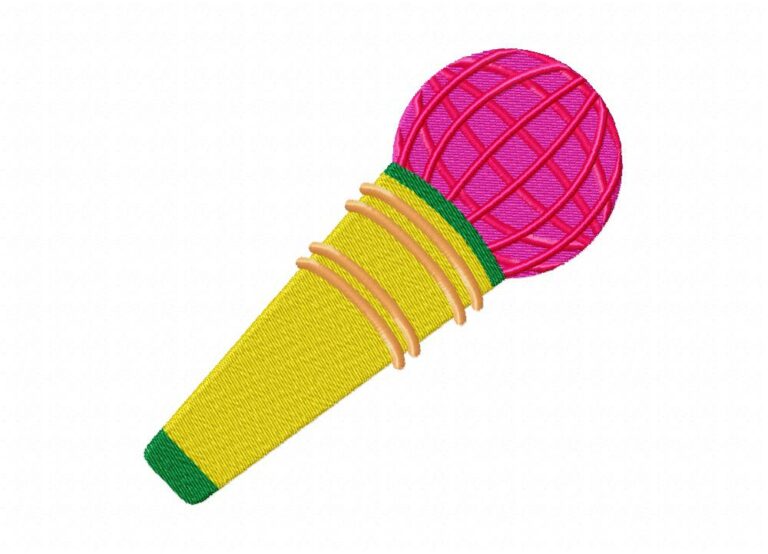 Colorful 90’s Microphone Embroidery Design – Blasto Stitch
