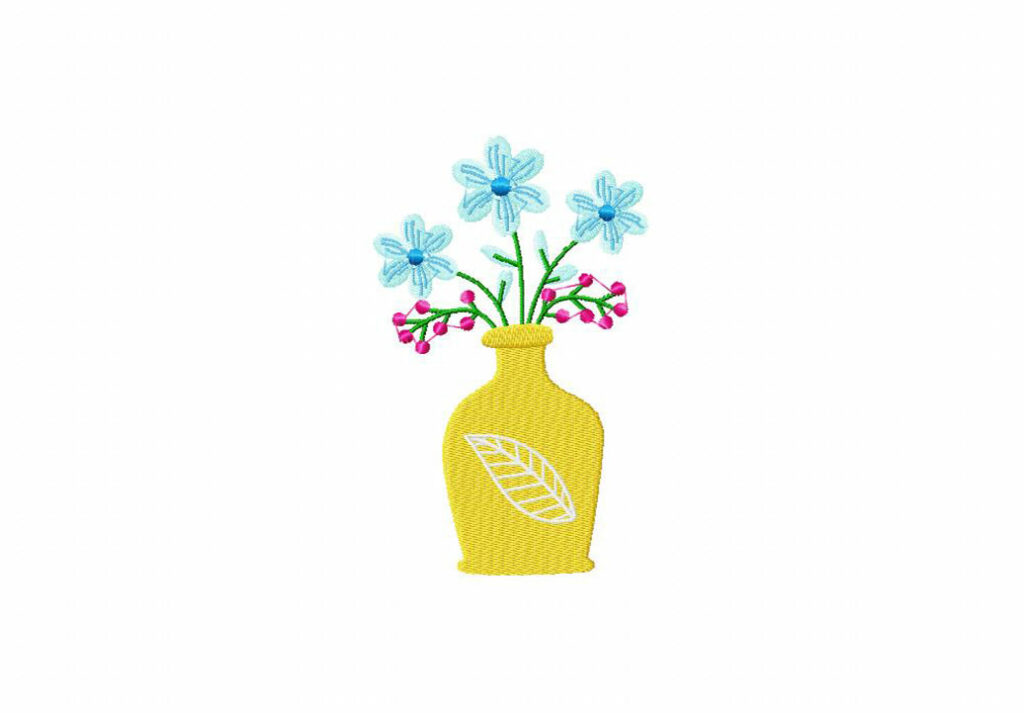 Yellow Flower Vase Embroidery Design – Blasto Stitch