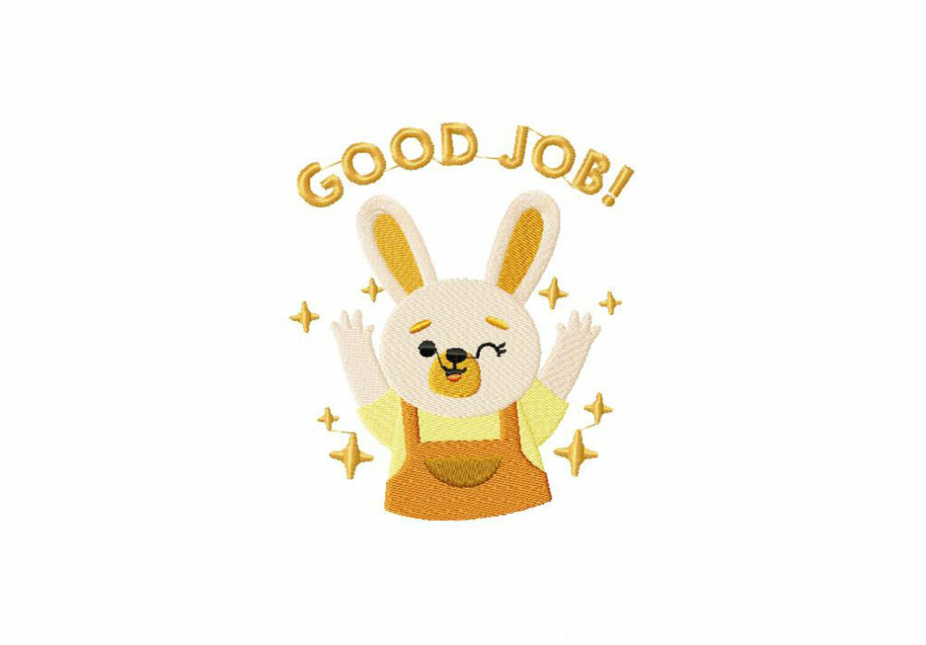 Good Job Bunny Embroidery Design – Blasto Stitch