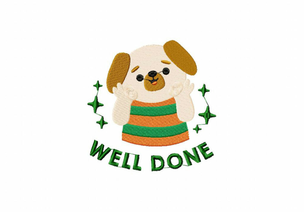 Cute Well Done Dog Embroidery Design – Blasto Stitch