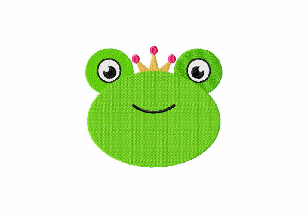 Cute Frog with Crown Embroidery Design – Blasto Stitch