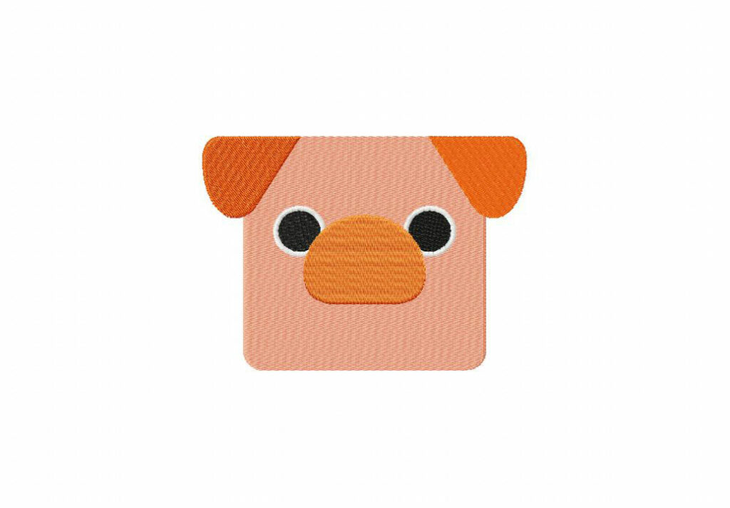 Square Face Pig Embroidery Design – Blasto Stitch