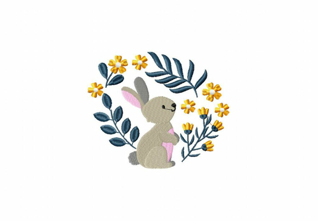 Spring Florals and Rabbit Embroidery Design – Blasto Stitch