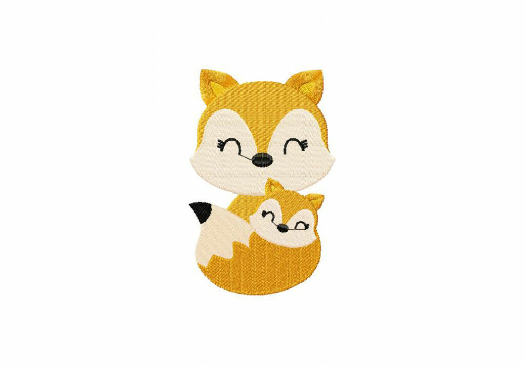 Mother and Baby Fox Embroidery Design – Blasto Stitch