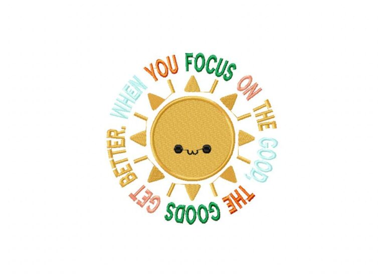 Positivity Sun Embroidery Design – Blasto Stitch